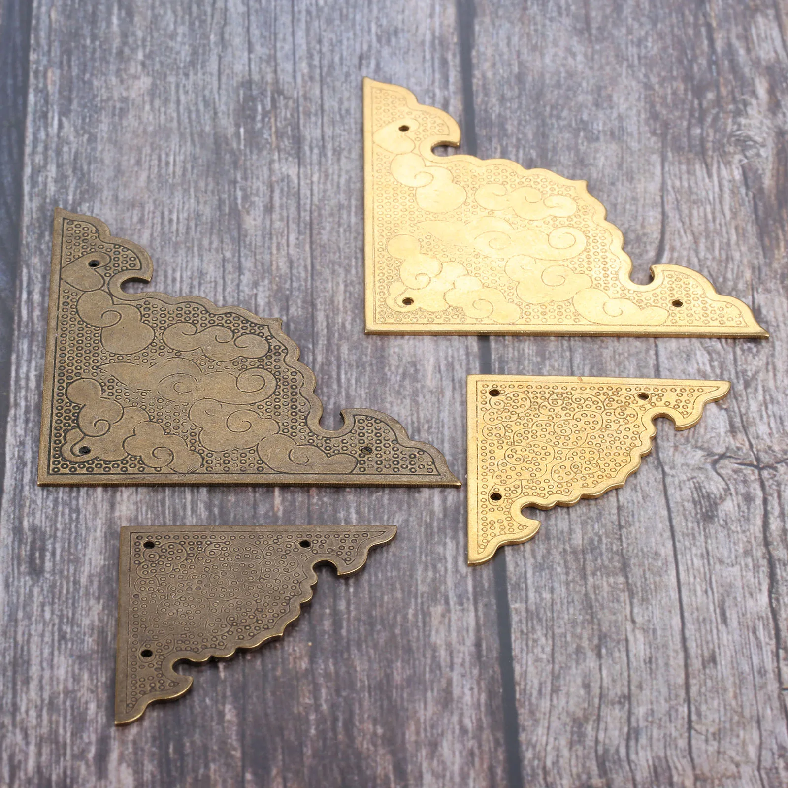 2Pcs Antique Bronze/Brass Copper Jewelry Box Corner Bracket Wooden Case ...