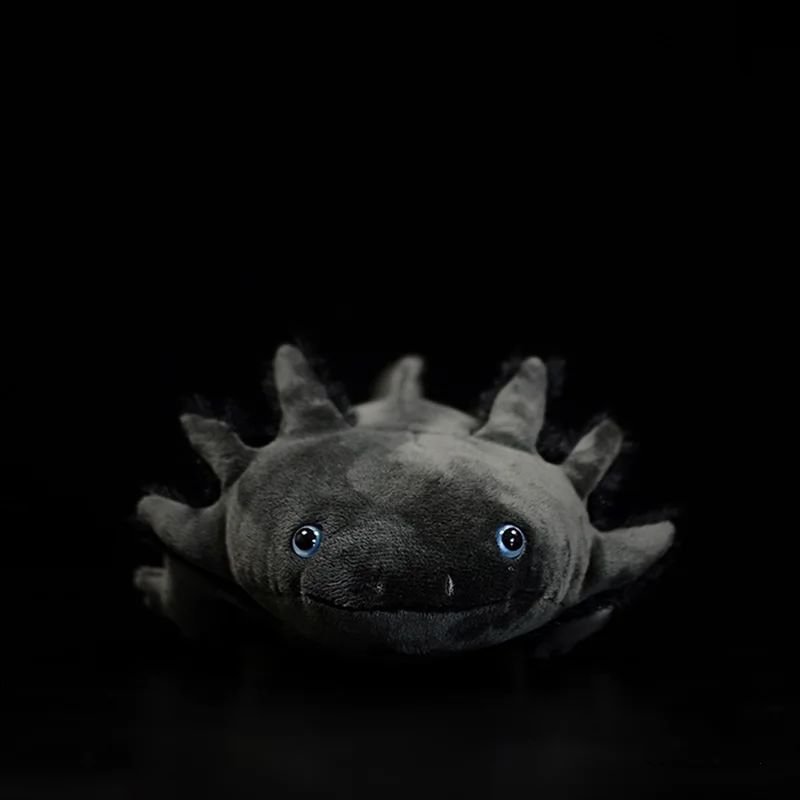 Dark Grey Axolotl Plush Toy Realistic Soft Mexican Axolotls Ambystoma ...