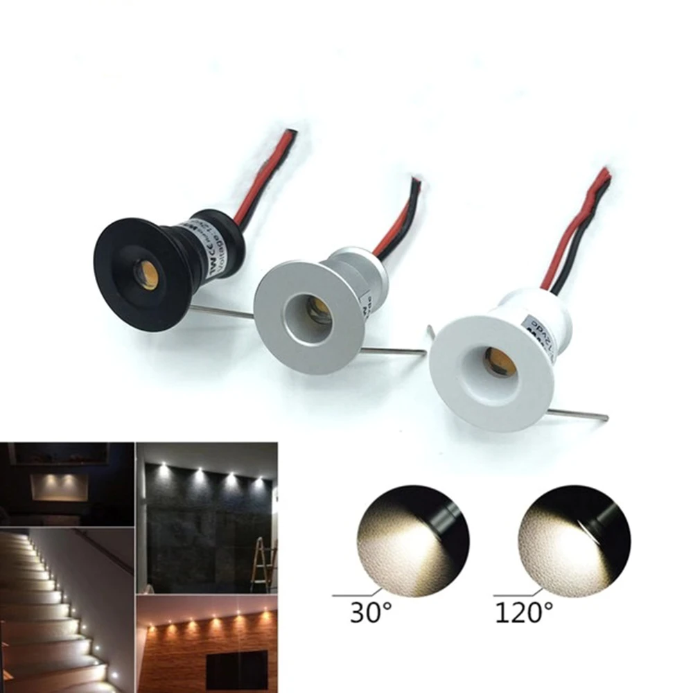 1W-Mini-LED-Downlight-12V-Dimmable-Spotlight-IP65-Staircase-Cabinet-Light-15mm-Recessed-Bedroom ...