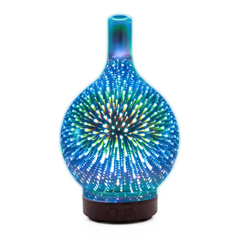 100ml 3d Fireworks Glass Vase Humidifier Effect Glass Color Changing Essential Oil Aroma ...