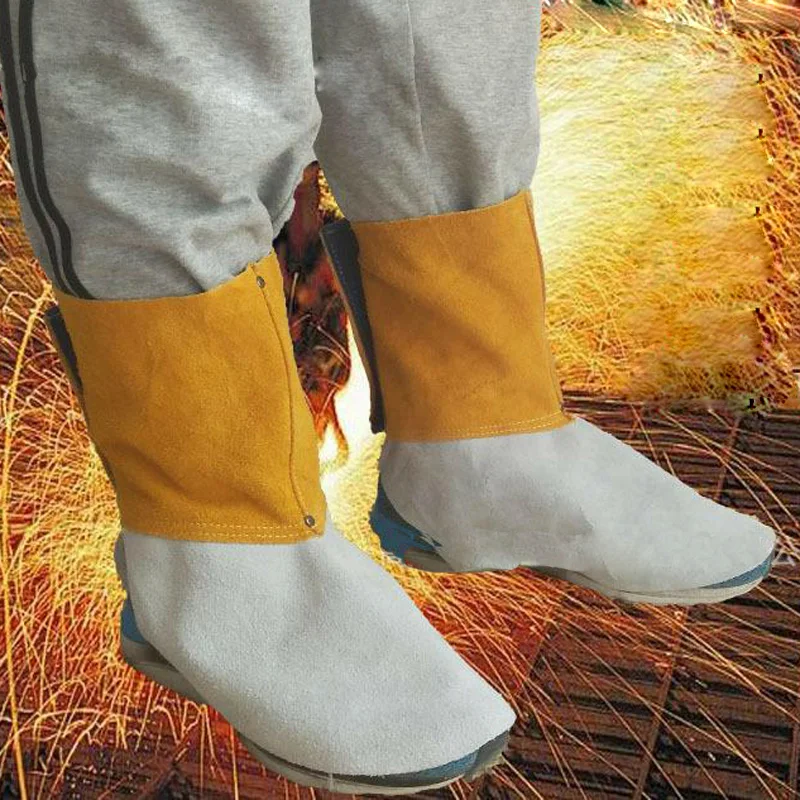 Zapatos largos de cuero para soldadura en el trabajo, botas de cuero ...
