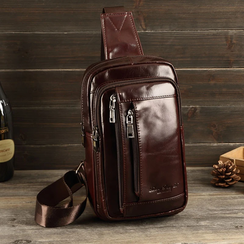 Men-s-Genuine-leather-Half-Moon-chest-bag-messenger-bag-Retro-cowhide ...