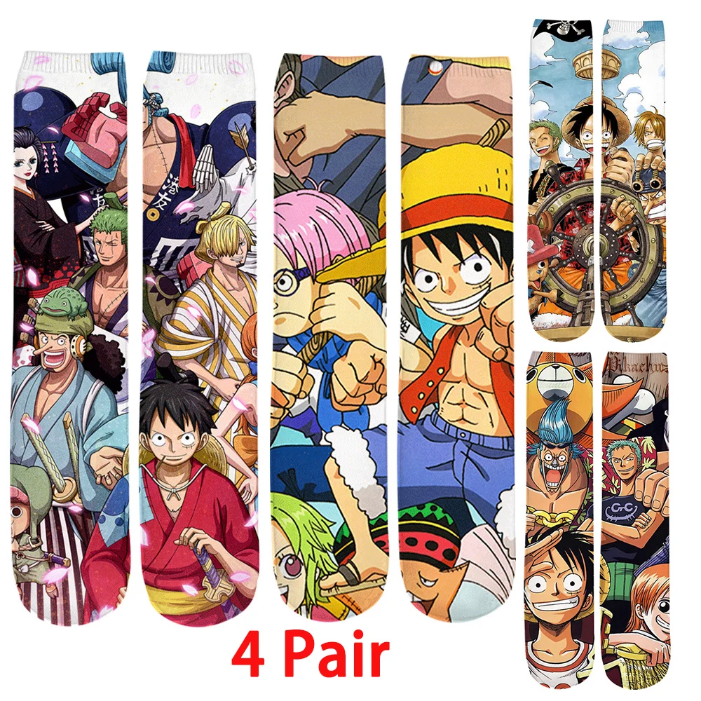 4 Pairs One-Piece 3D Printed Socks | One piece Merchandise | Up to 80% ...