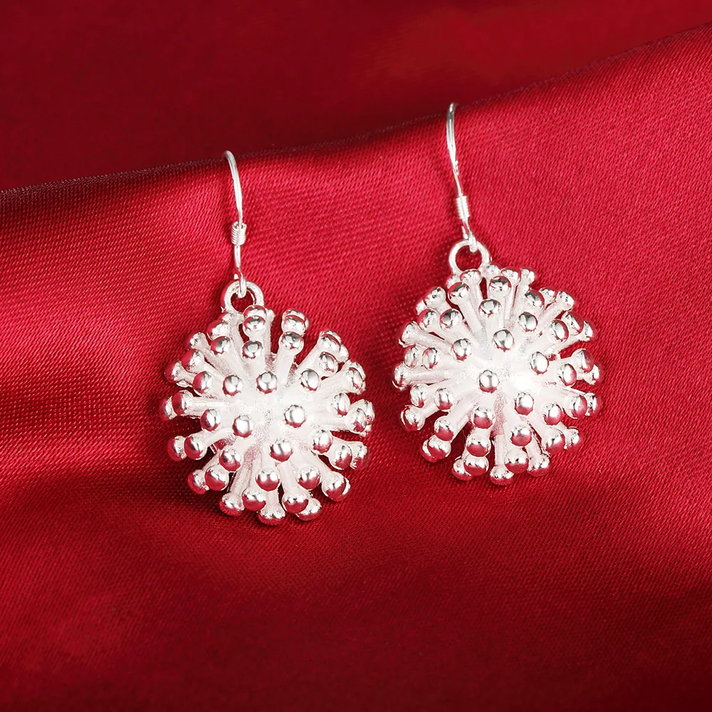 925 Stamp Silver color Fireworks Pendant necklace earring bracelet ...