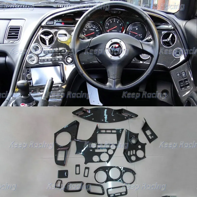 Carbon-Fiber-Interior-Trim-Set-RHD-Stick-On-Type-For-Toyota-93-98-Supra ...