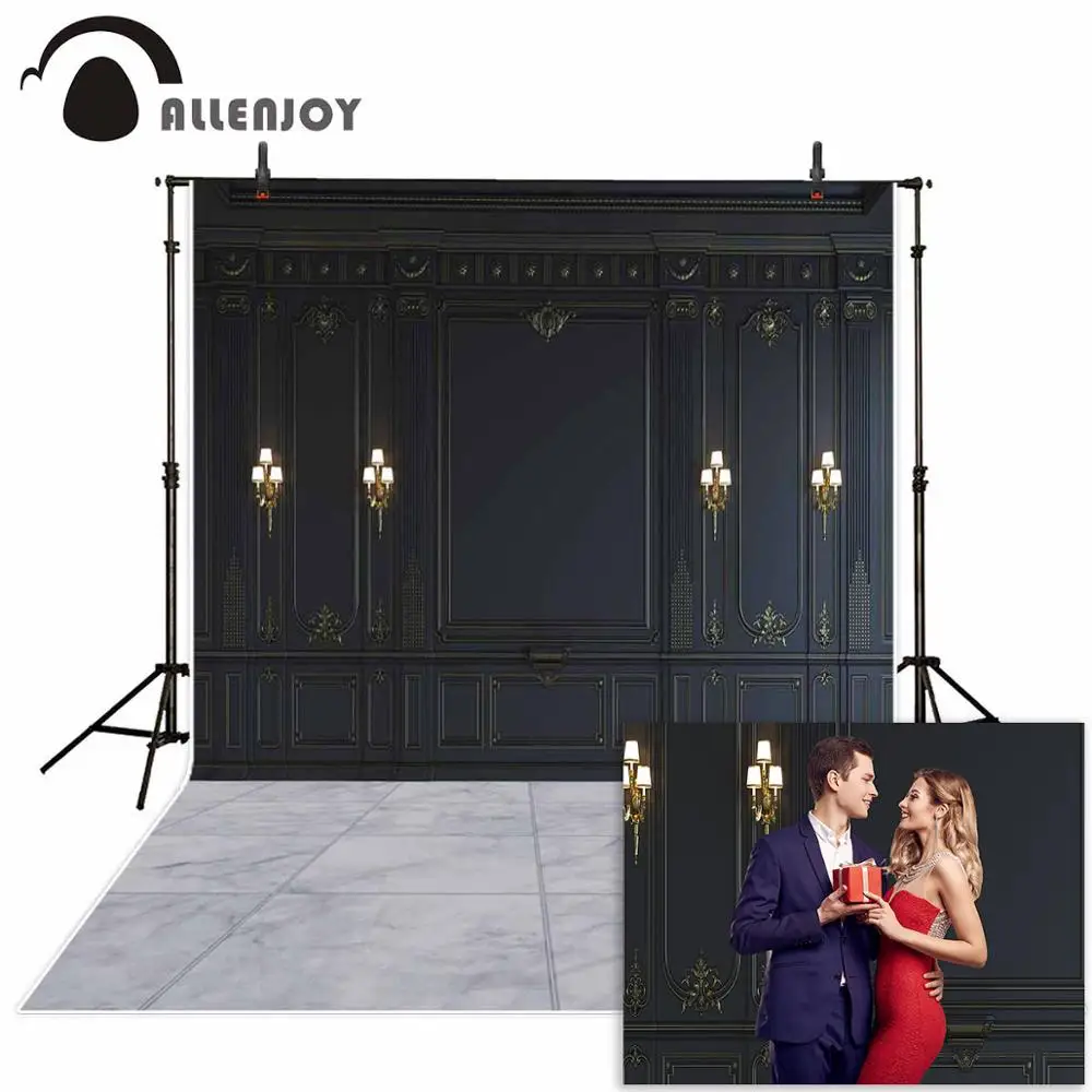 Allenjoy backdrops for photo studio European classical style black wall ...