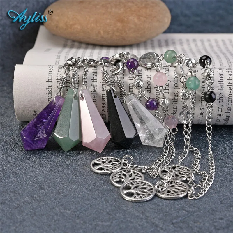 Ayliss Natural Crystal Stone Pendulums For Dowsing Divination Gem Stone ...