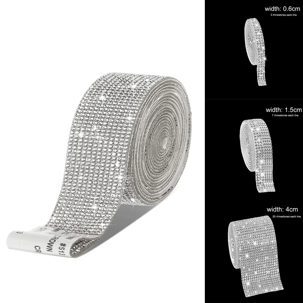 Self Adhesive Crystal Rhinestone Sticker Diamond Ribbon Diy Sticker ...