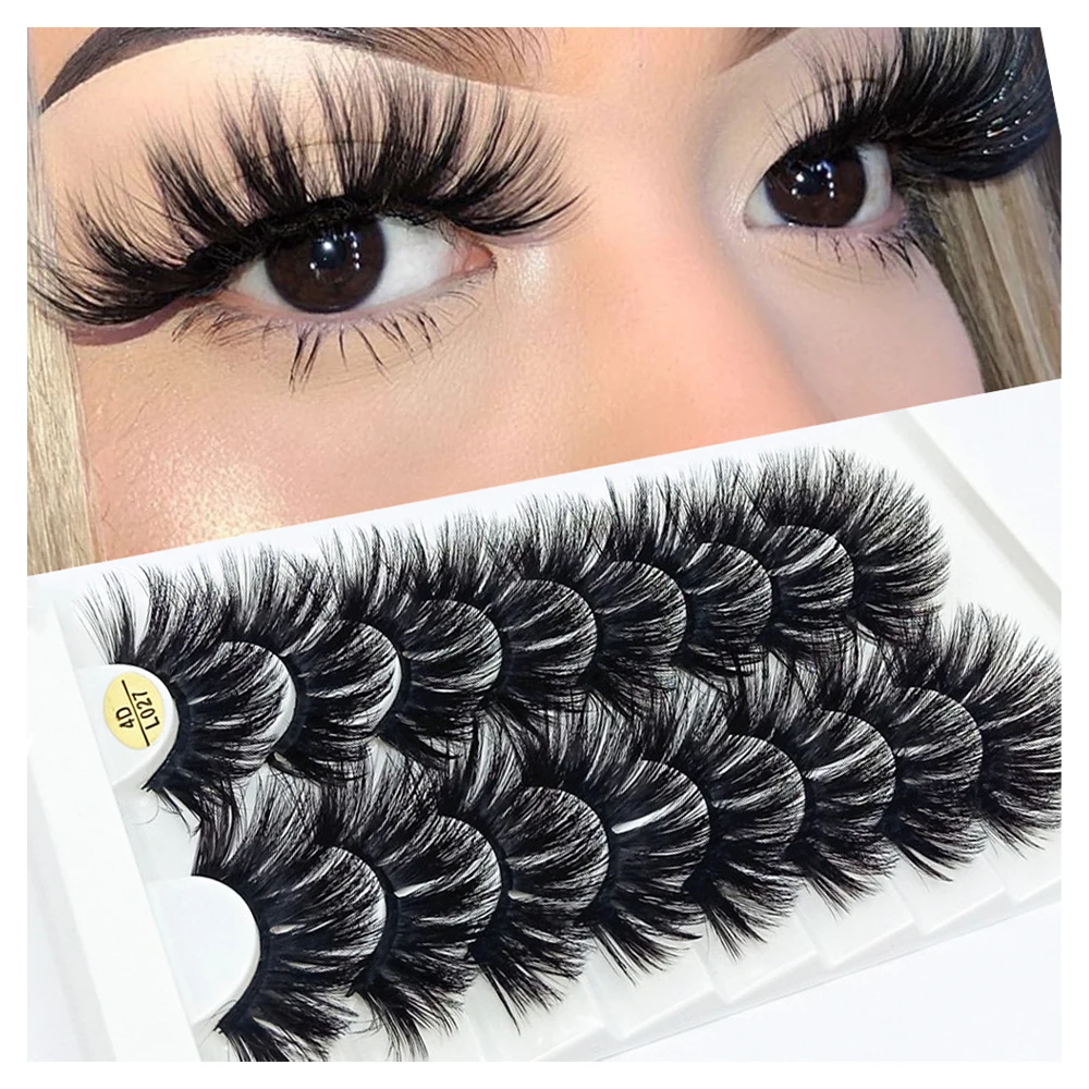 8 pairs of 25mm mink eyelashes 3D dramatic false eyelashes handmade ...