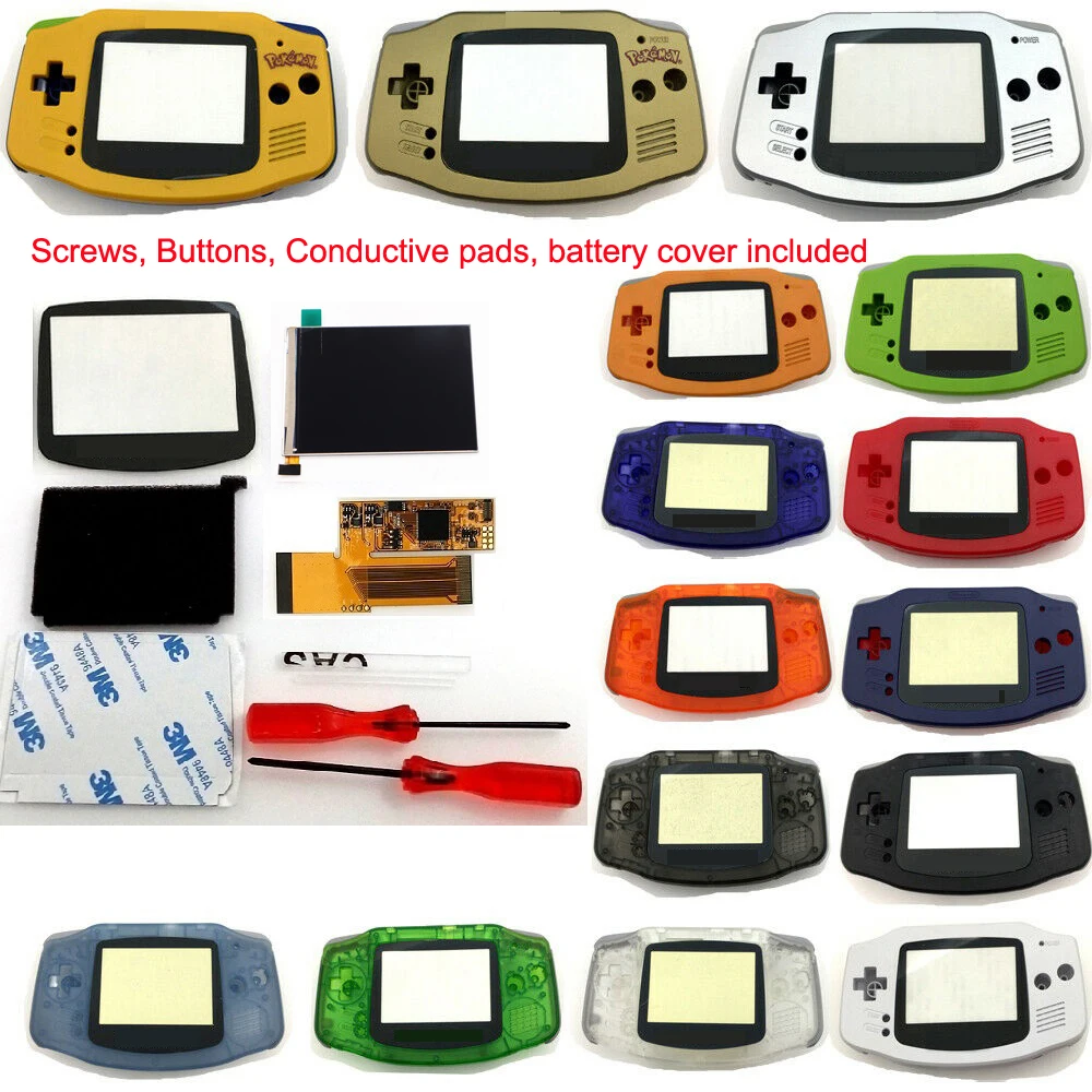 Diy ips gba tela lcd 10 níveis de alto brilho backlight para nintent ...