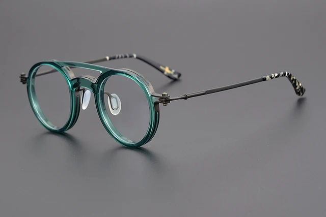 Japanese Handmade Design Glasses Frame Classic Round Titanium Acetate ...