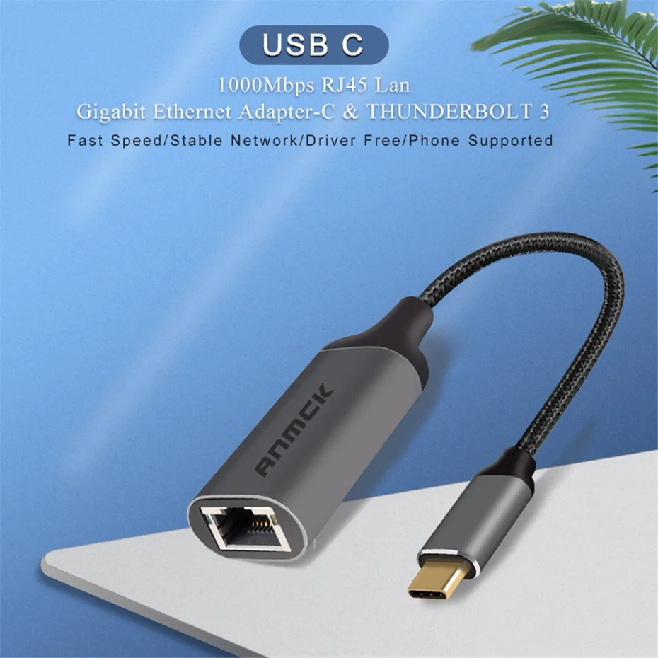 Cartes réseau,adaptateur USB Ethernet USB-C à RJ45 Lan, carte réseau de ...
