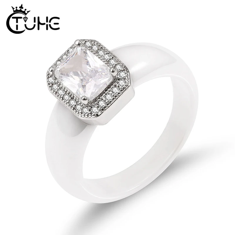 Big-Square-White-Crystal-6mm-Ceramic-Ring-For-Women-Female-Promise ...