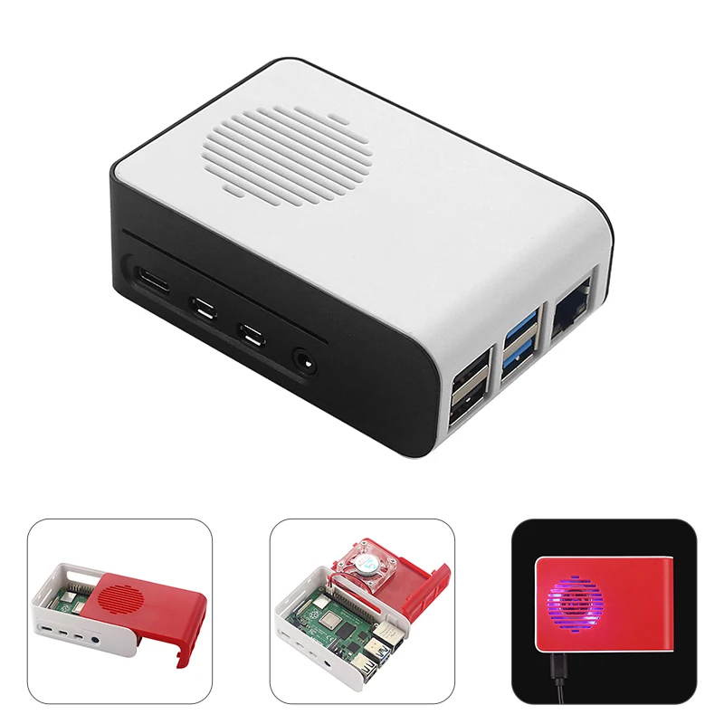 Carcasa de caja de plástico ABS para Raspberry Pi 4, carcasa roja y ...