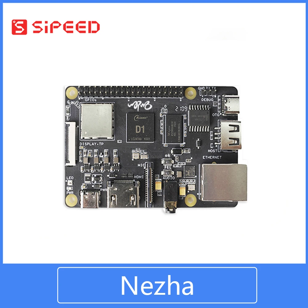 Sipeed Nezha 64bit RISC V Linux SBC Board, Allwinner D1@1.0GHz with 1GByte DDR3, Support Tina ...