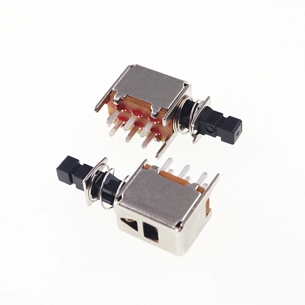10Pcs Self Lock Push button Switch DPDT Standard Through Holes Board Right Angle PS 22F02 ...