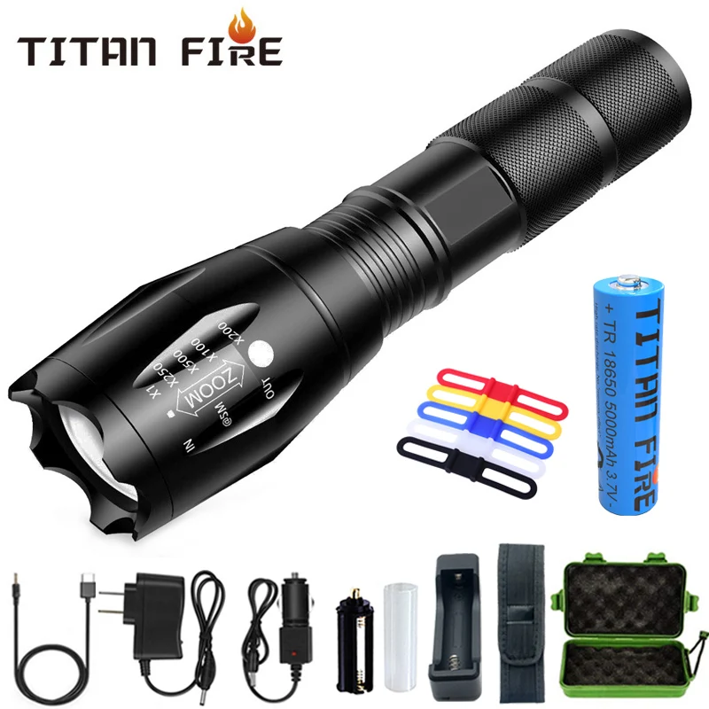 T20 Q250 Led Flashlight Ultra Bright TSIX/L2/V6 Torch Zoomable 5 Modes ...