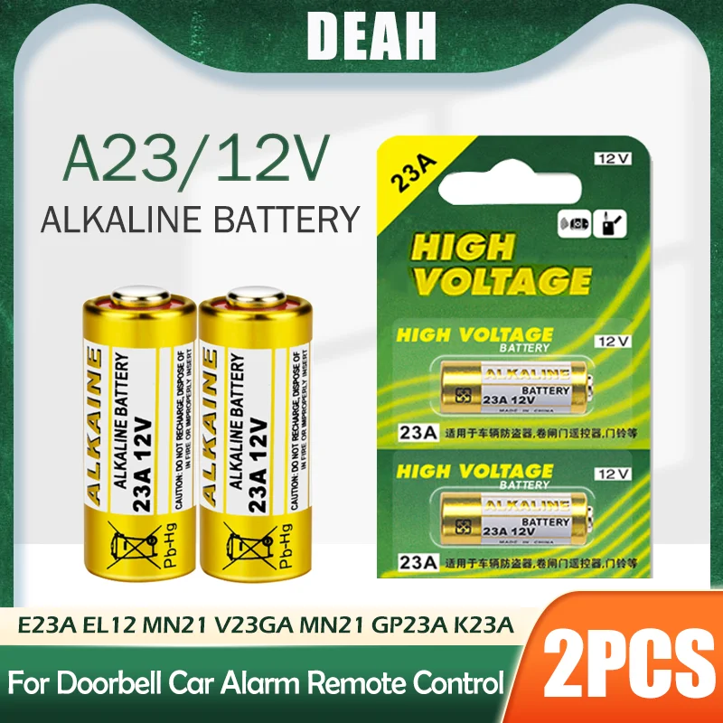 2PCS 12V Alkaline Battery A23 23A 23GA A23S E23A EL12 MN21 MS21 V23GA ...