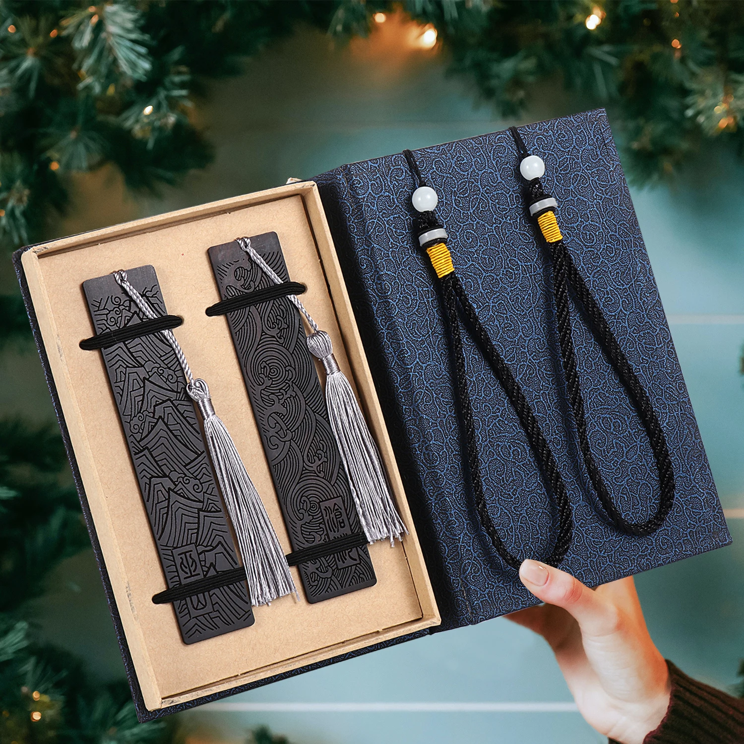 1/2/4Pcs Handmade Wooden Bookmark Gift Box Set Ebony Bookmarks With ...