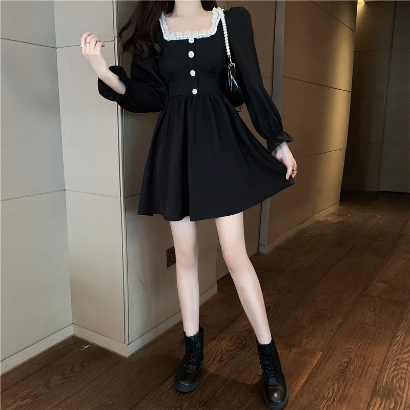 Autumn Japanese Women Mini Lolita Dress School Girls Lace Pink Plaid S ...