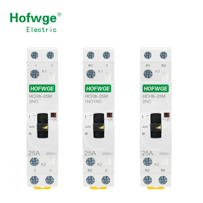 HCH8 25M 2P 16A 20A 220V Din Rail Household AC Modular Contactor With Manual Control Switch 2NO ...