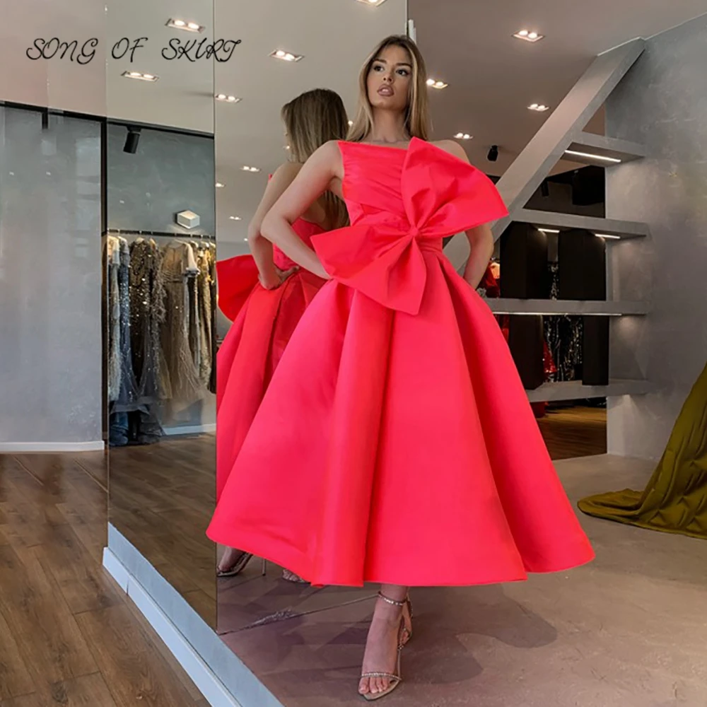 Gorgeous Big Bow Prom Dresses Tea Length Women Festival Performance ...