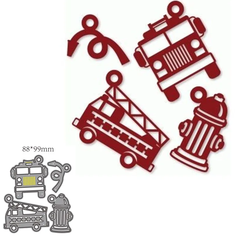 Metal Cutting Dies Cut Die Mold Fire Truck Decoration Scrapbook Paper ...