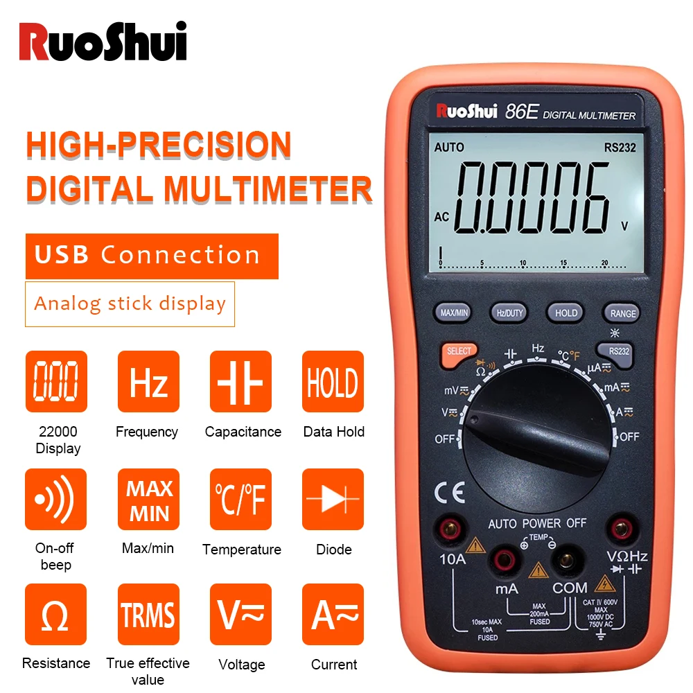 Ruoshui 86e Digital Multimeter 22000 Counts Auto Range Ac Dc ...