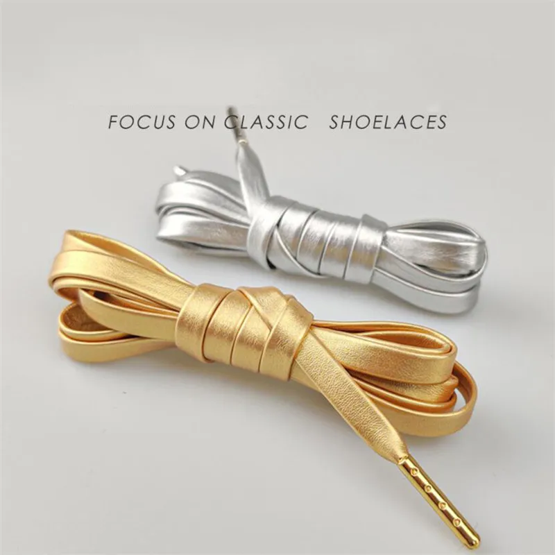 2PCS-Creative-Microfiber-Soft-Leather-Laser-Silver-Gold-Shoelaces-120cm ...