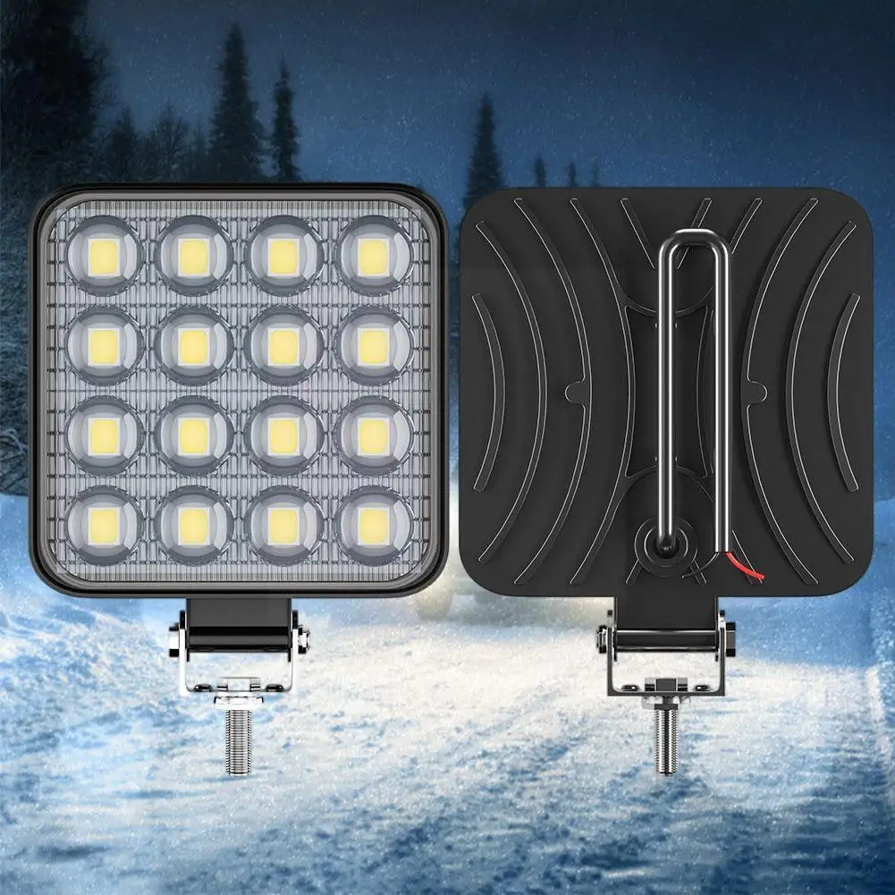 48w 16 Led Work Light Square Super Bright Daytime Running Motorcycle ...