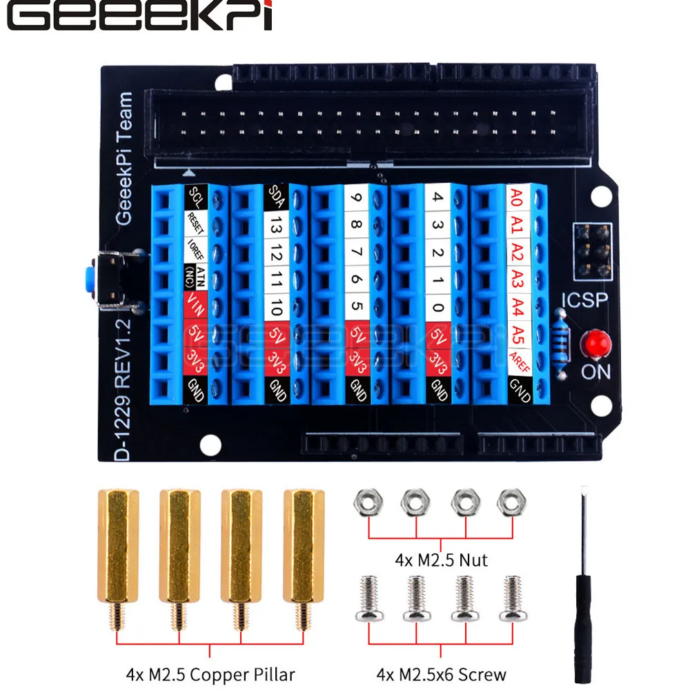 Arduino-UNO-Screw-Terminal-Hat-Pre-soldered-ICSP-Pin-Header-Cage-Copper ...