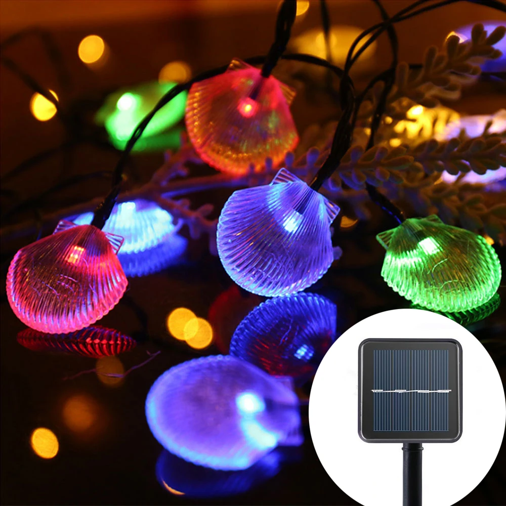 Solar Garden Light Shell Shape Led String Light Outdoor Waterproof 
