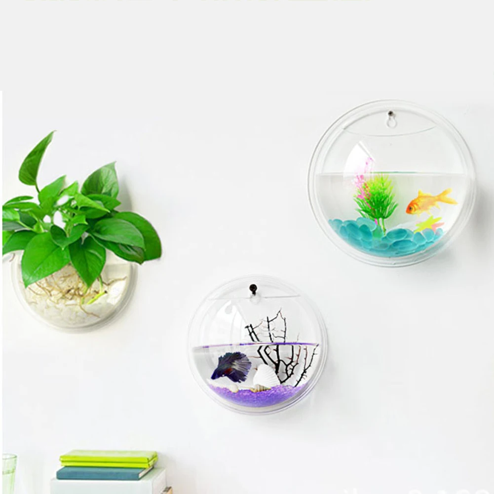 1pc 3d Acrylic Wall Mount Hanging Fish Bowl Aquarium Tank