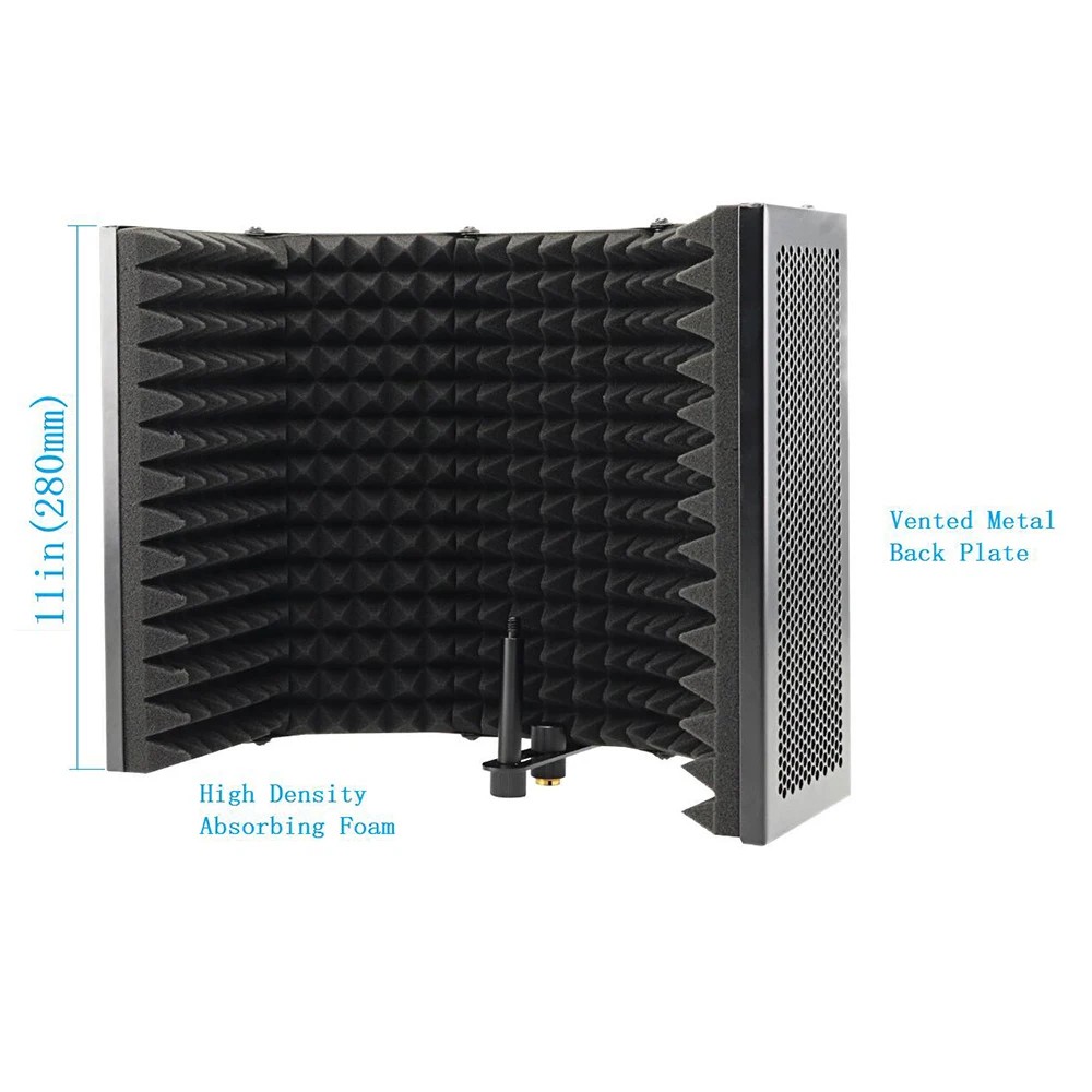 5 Panel Foldable Studio Microphone Isolation Shield Recording Sound ...