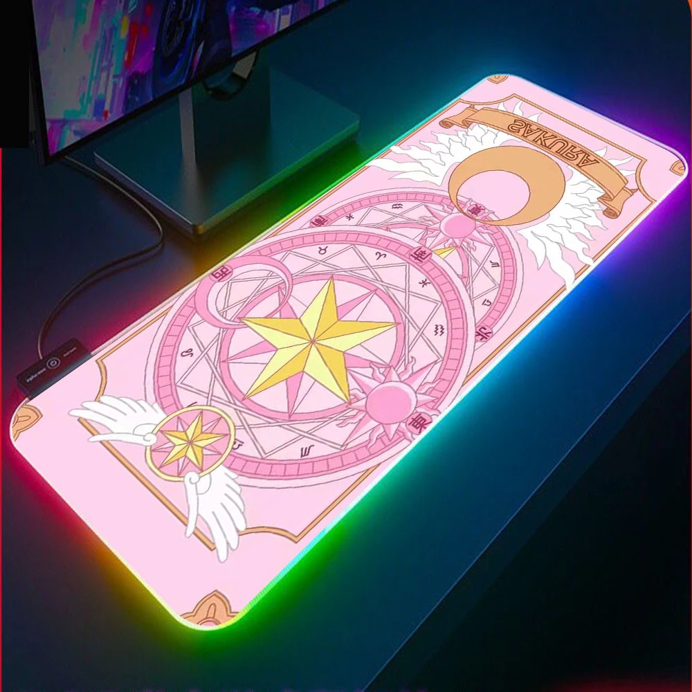 Pink Sakura Card Captor Mouse Pads RGB 900*400 Rubber Gaming Mouse Pad ...