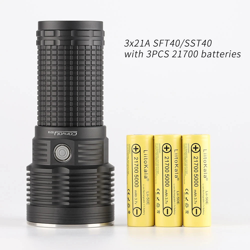 Convoy 3X21A SFT40 SST40 21700 flashlight torch,with 3PCS 21700 battery ...