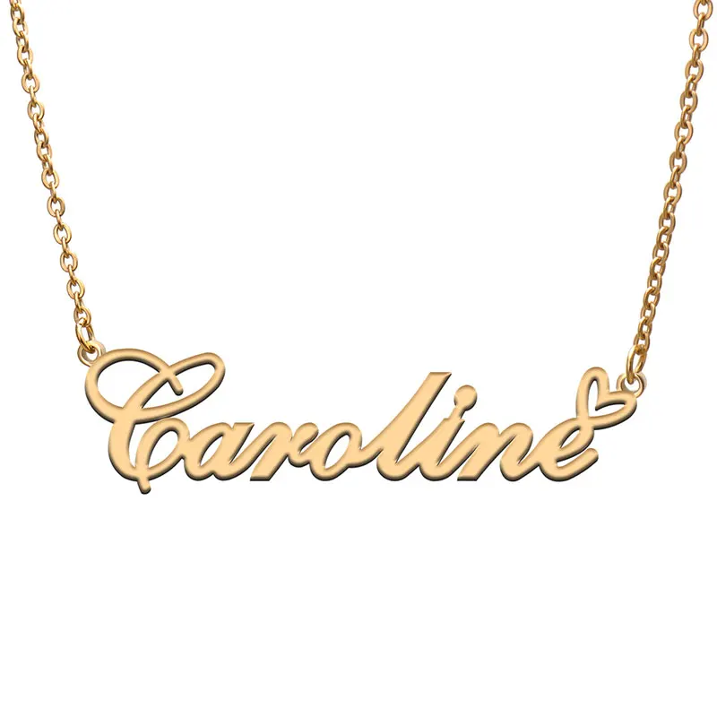 Caroline-Name-with-Love-Heart-Necklace-for-Women-Stainless-Steel ...