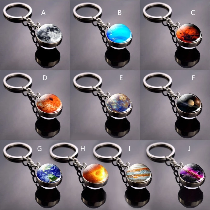 Double Sided Solar System Planet Keyring Nebula Space Keychain Moon ...
