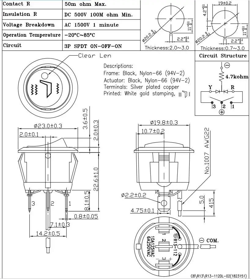 R13-112 автомобиля/cиденье для яхты нагрева системный переключатель/ВКЛ ...