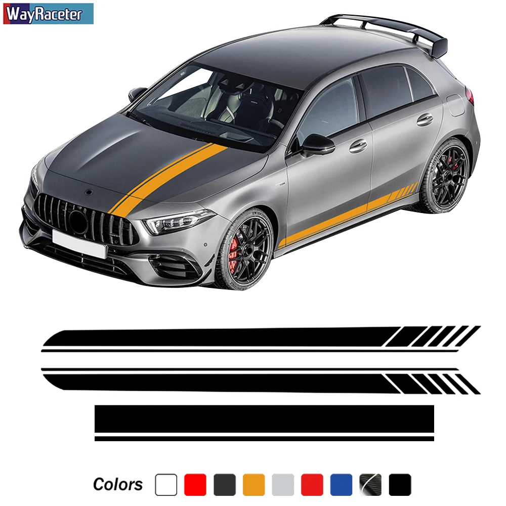 Edition 1 Amg Car Hood Decal Side Stripes Skirt Sticker For Mercedes ...