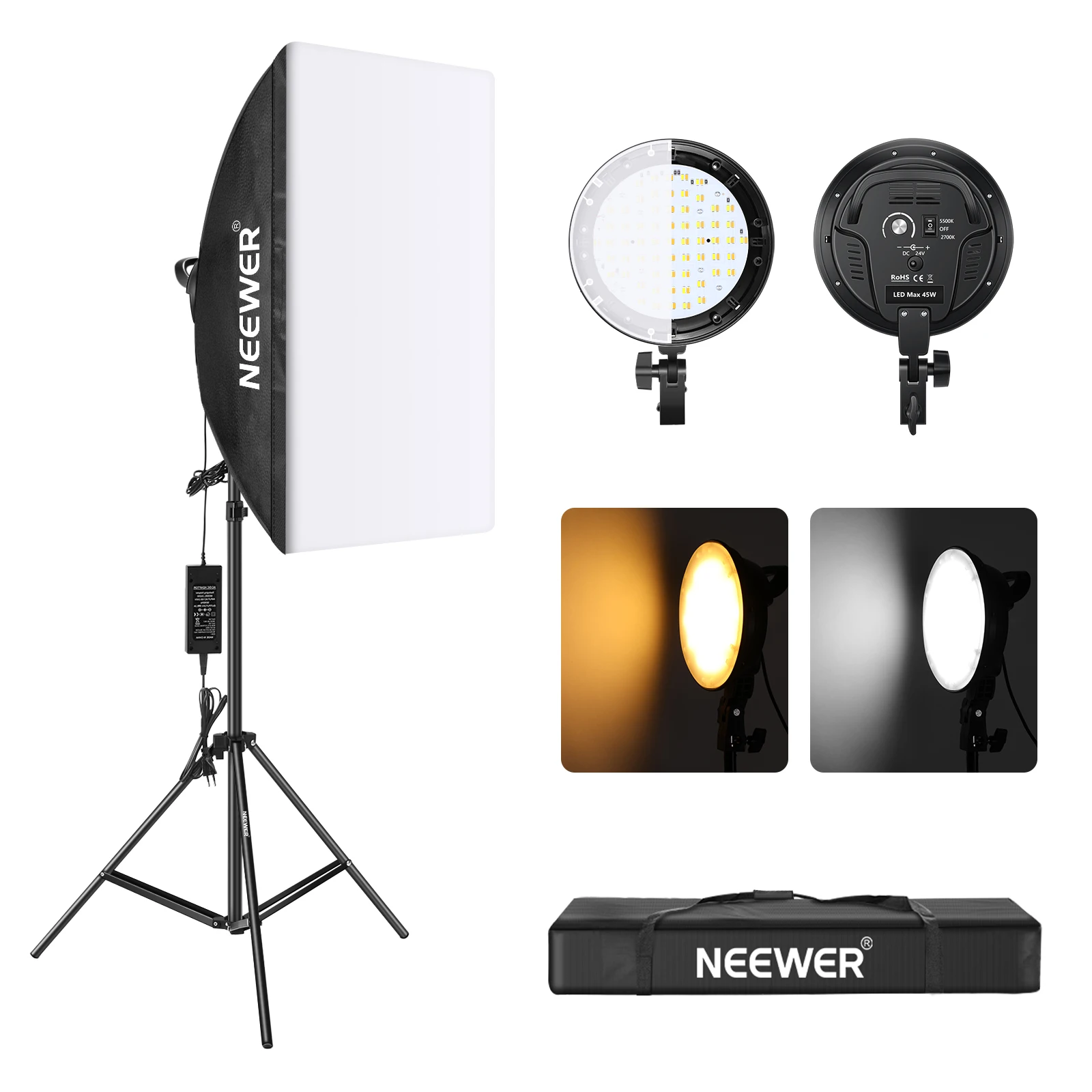 Neewer-Kit-de-iluminaci-n-LED-Softbox-de-45W-cabezal-de-luz-LED-18-9x26 ...