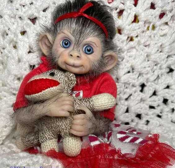 NPK 8inch Reborn Doll Kit Anna Banana Cute Monkey Unfinished Doll Parts ...