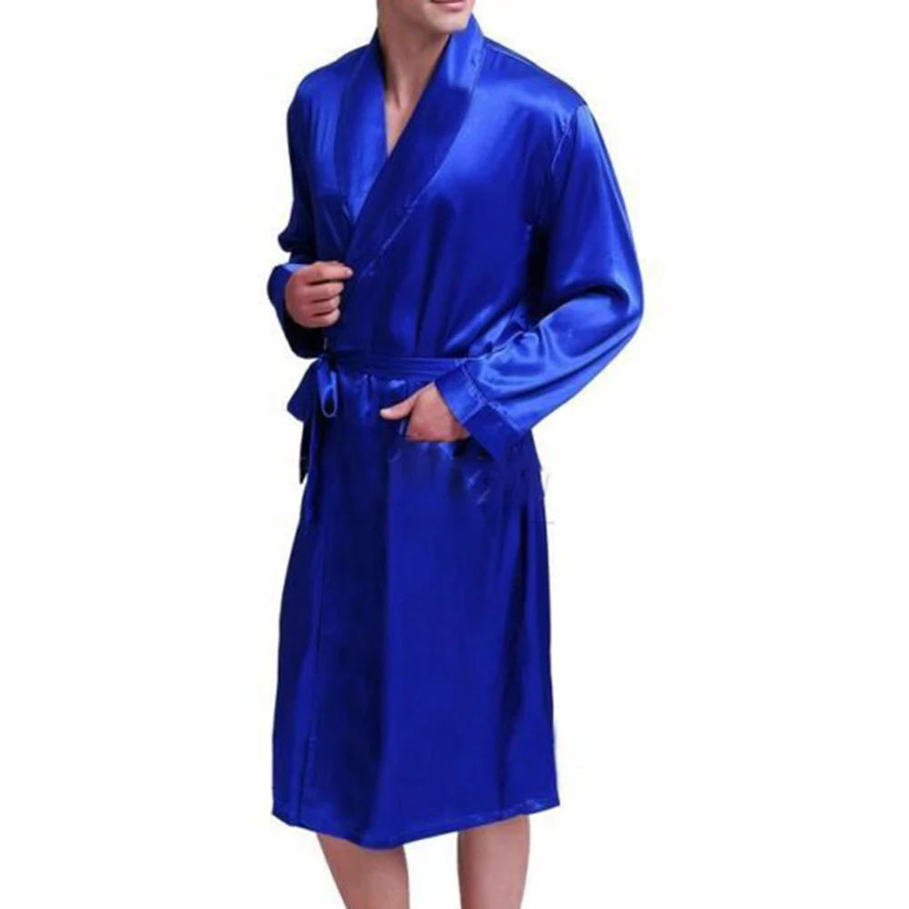 Men-Nightwear-Sleep-Home-Summer-Silk-Satin-Long-Robes-Summer-Wrap ...