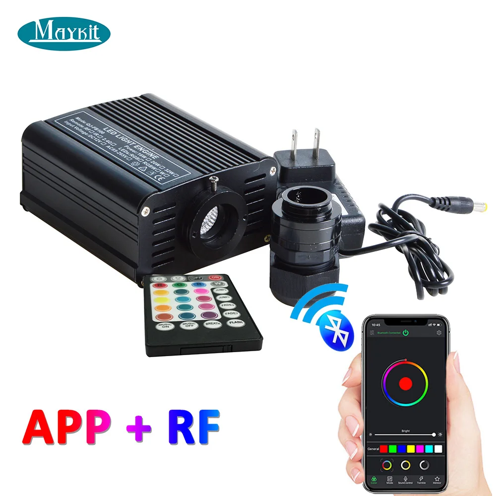 Maykit 16W RGBW LED fiber optic light engine RF remote controller APP ...