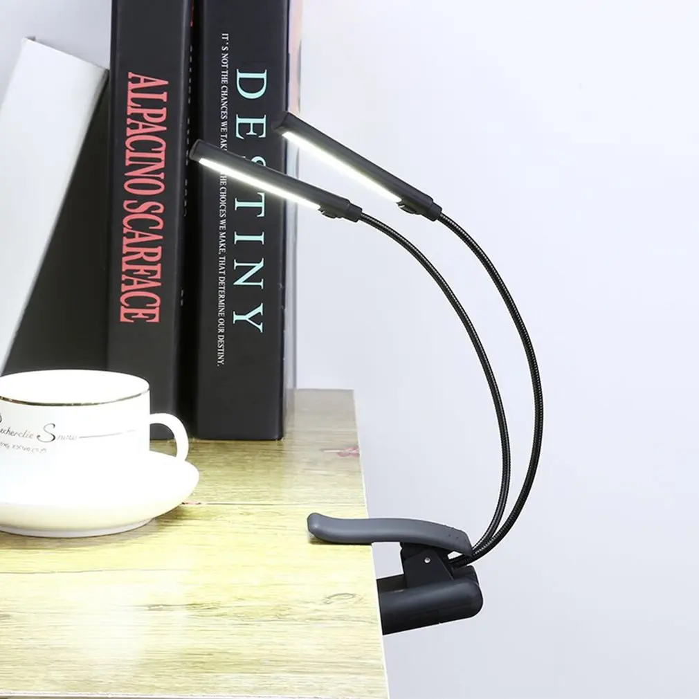 USB Battery Clip On Book Reading LED Light 6W COB Flexible Arm Stand ...
