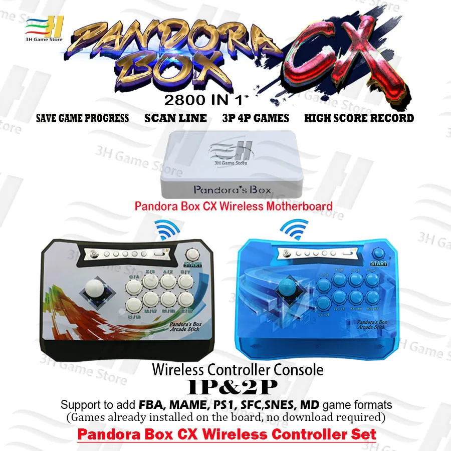 Pandora Box CX 2800 in 1 wireless controllers arcade stick console set ...