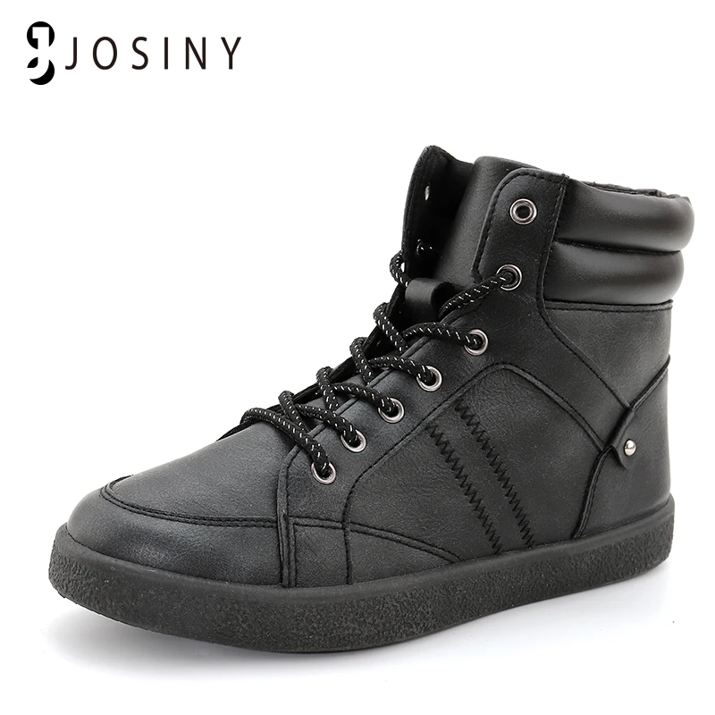 JOSINY Women's boots Marten Fluff for Ladies PU Leather Ankle Boots ...