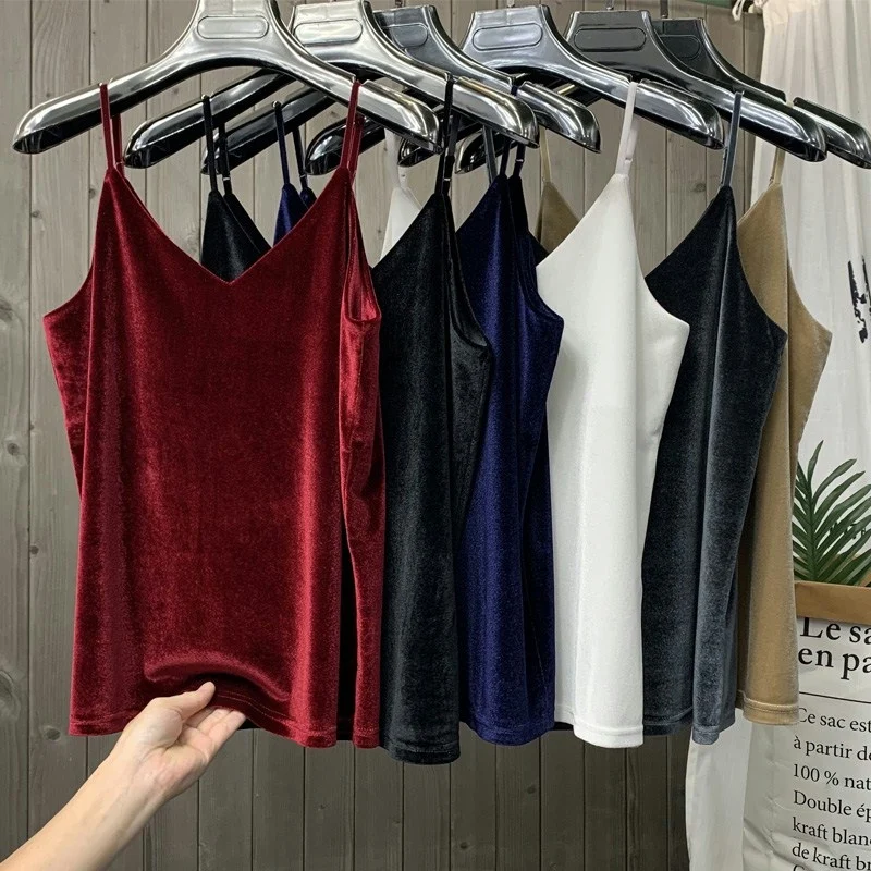 Velour Tank Top Neck | Velour Top Straps | Velour Tops Women | Summer ...