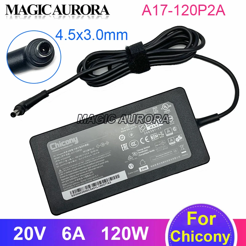 CHICONY A17 120P2A For MSI GF63 THIN MS 16R5 Laptop Charger A12A055P 20V 6A 120W Power Supply ...
