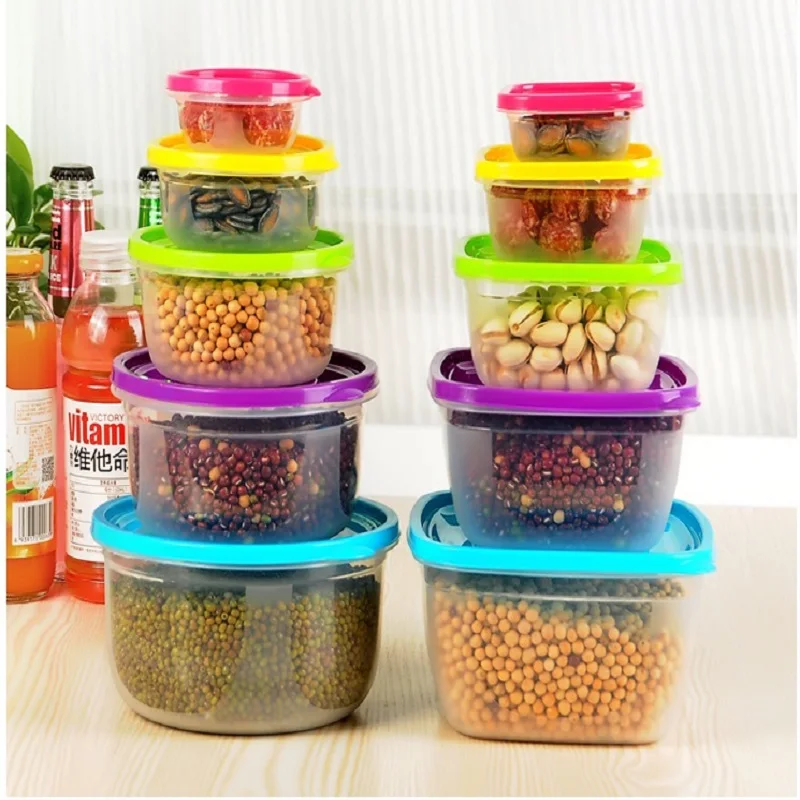 Plastic-Microwave-Lunch-Box-5pcs-Refrigerator-Storage-Box-Food ...